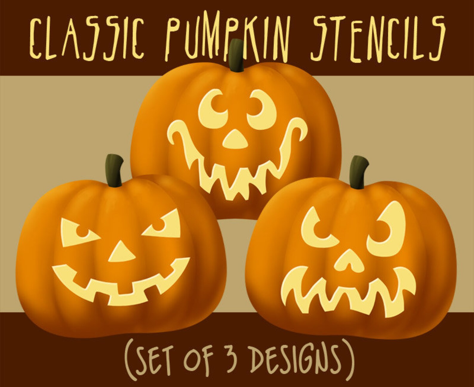 Digital Classic Jack-o-lantern Face Pumpkin Stencils - Etsy