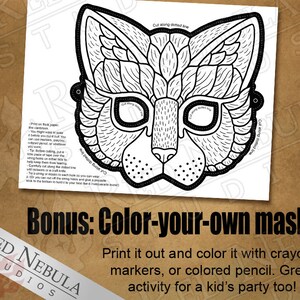 Printable Cat Masks, Kitty Paper Party Mask, Children's Coloring Mask ...
