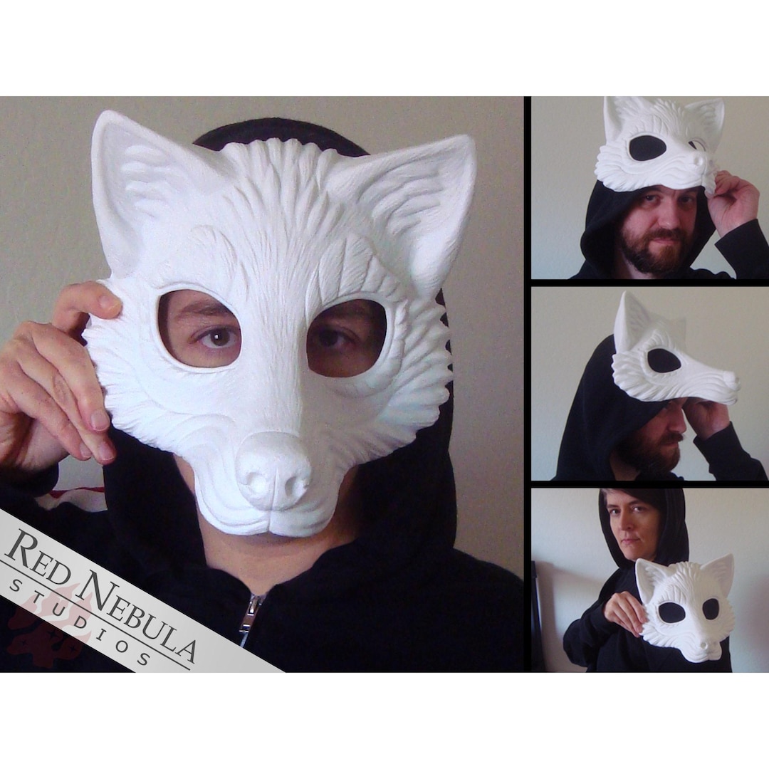 Resin Wolf Mask Blank, Stylized Wolf Face Mask, Wolf Masquerade Mask ...