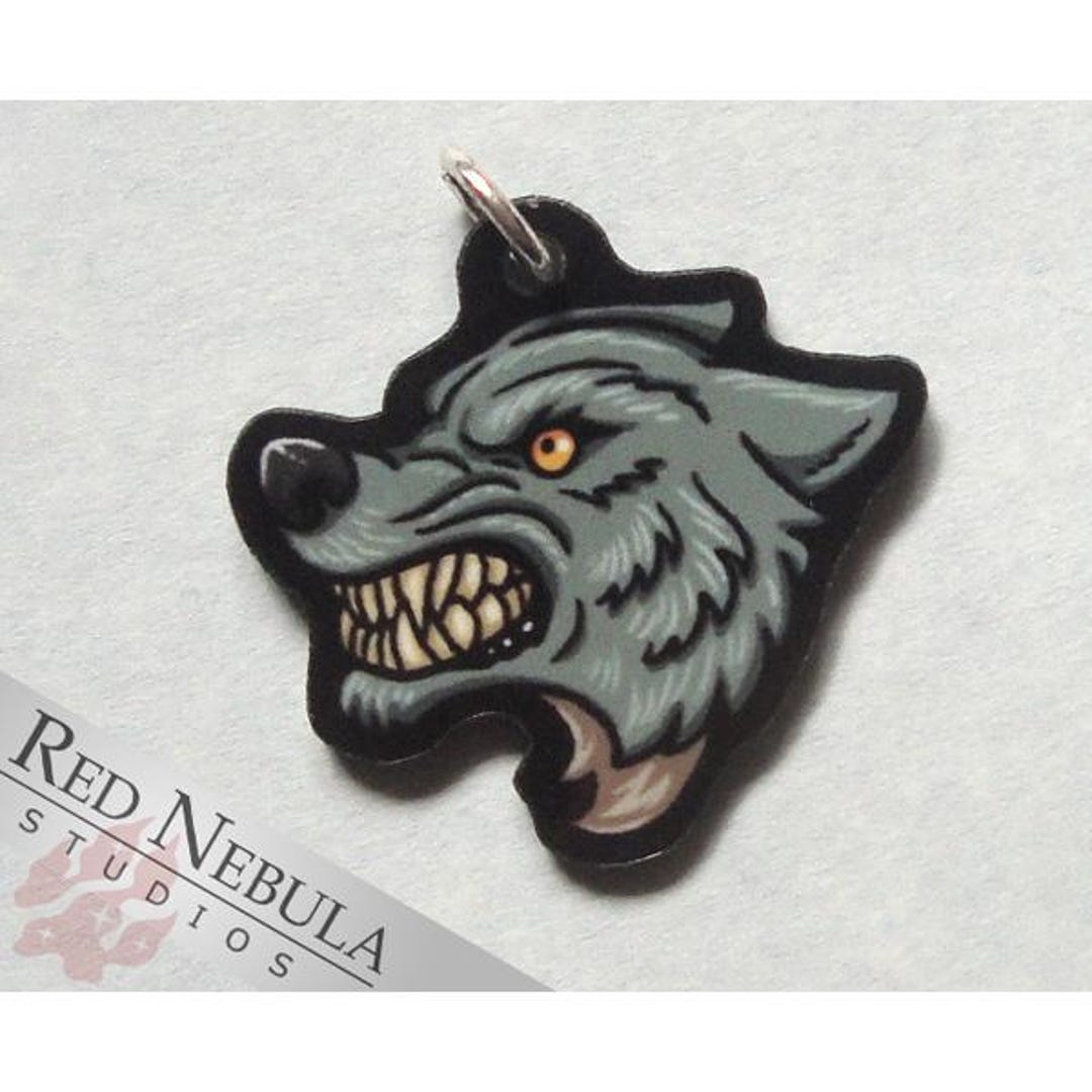 Grey Werewolf Charm, Snarling Wolf Acrylic Charm, Keychain, or Bookmark ...
