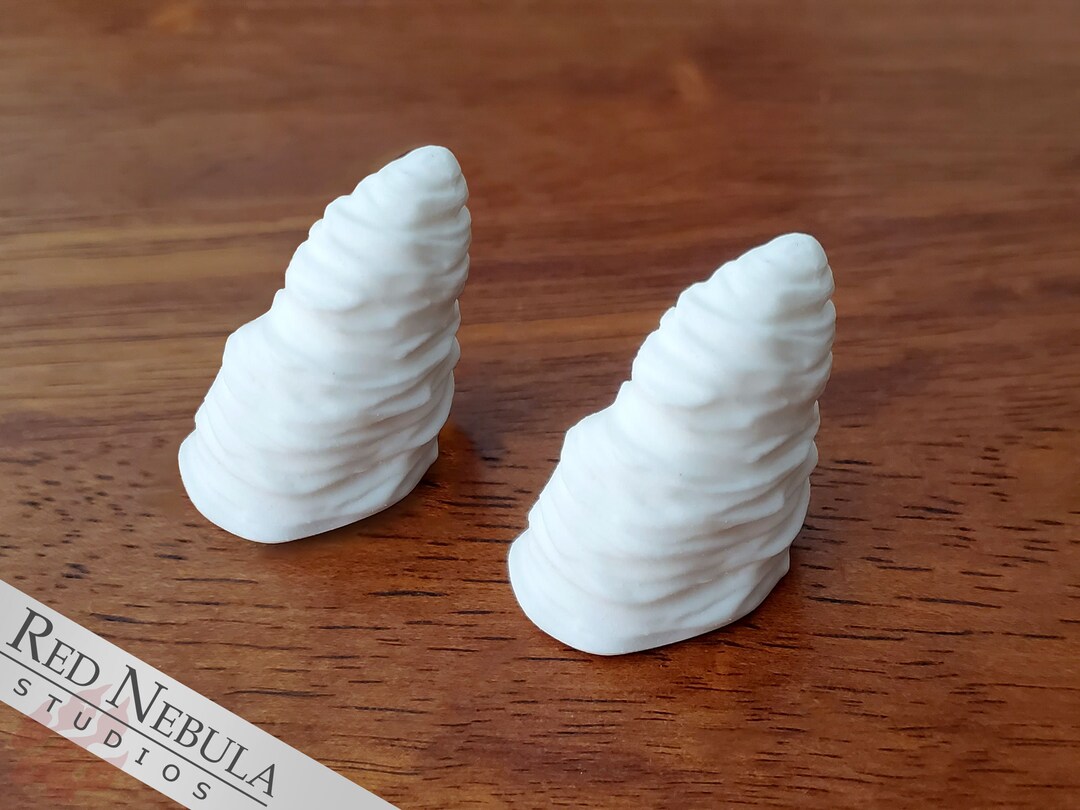 Small Horns pair, 1.25 White Resin Cast, Angled Goat Horns With Ridged ...