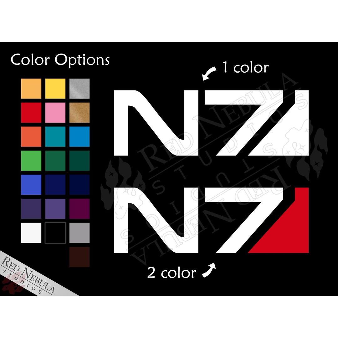 N7 Vinyl Decal, Mass Effect Car Decal With the N7 Logo - Multiple Color ...