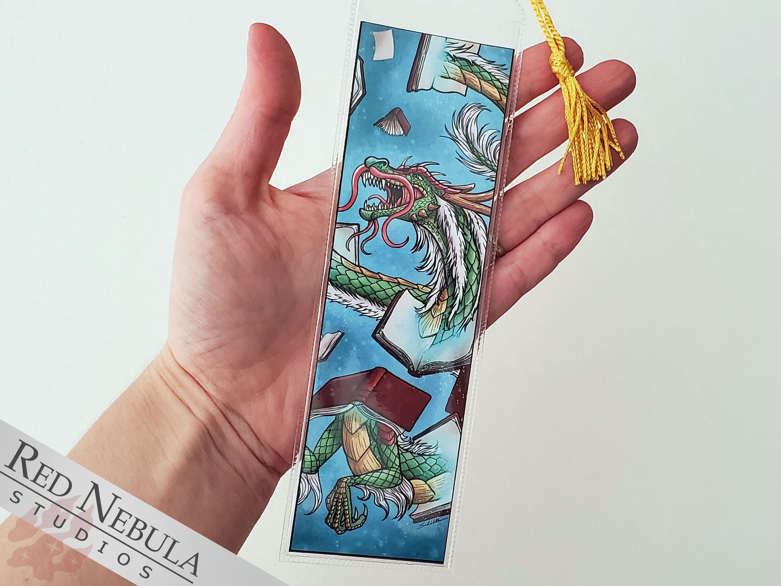 Book Dragon Bookmark With Yellow Tassel Joyful Green Asian - Etsy