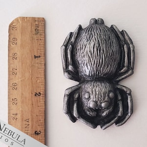 Handpainted Spider Magnet - Faux Silver or Iron Resin Cast Spider ...