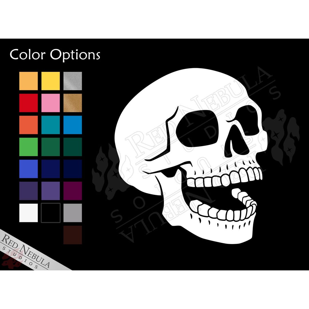 Skull Vinyl Decal, Creepy Human Skull Laptop Decal or Car Sticker ...
