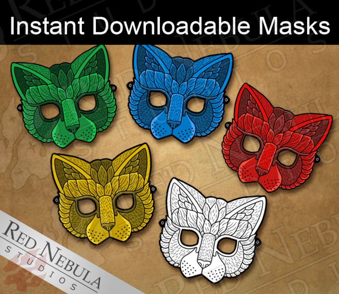 Colorful Cat Masks Digital Download Printable Paper Mask - Etsy