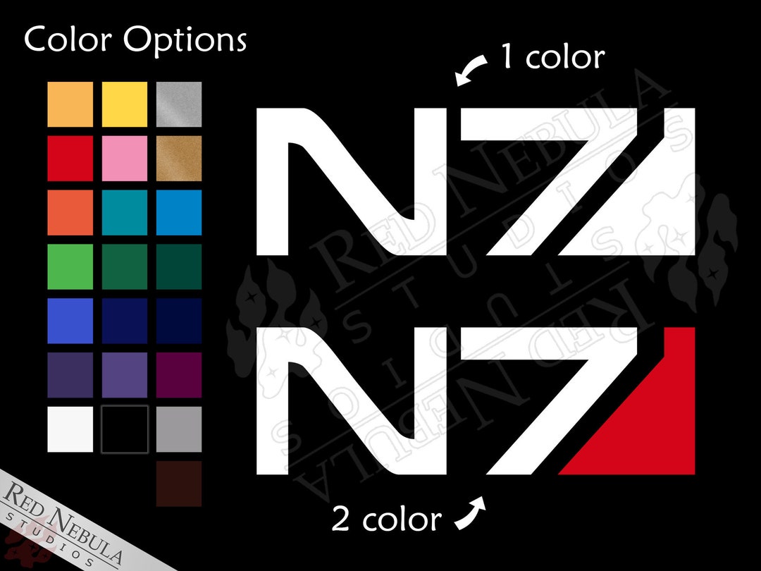 N7 Vinyl Decal, Mass Effect Car Decal With the N7 Logo Multiple Color ...