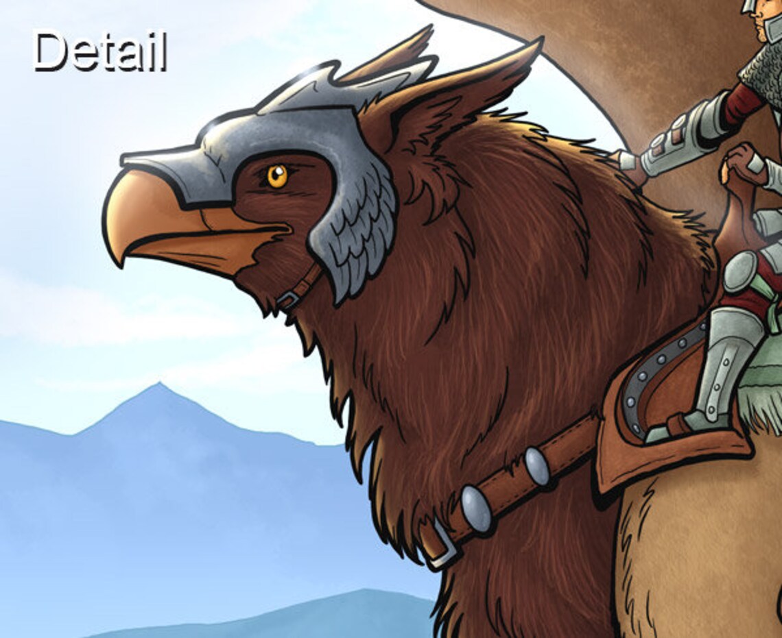 Griffon Art Print griffon Rider Greek Mythology | Etsy