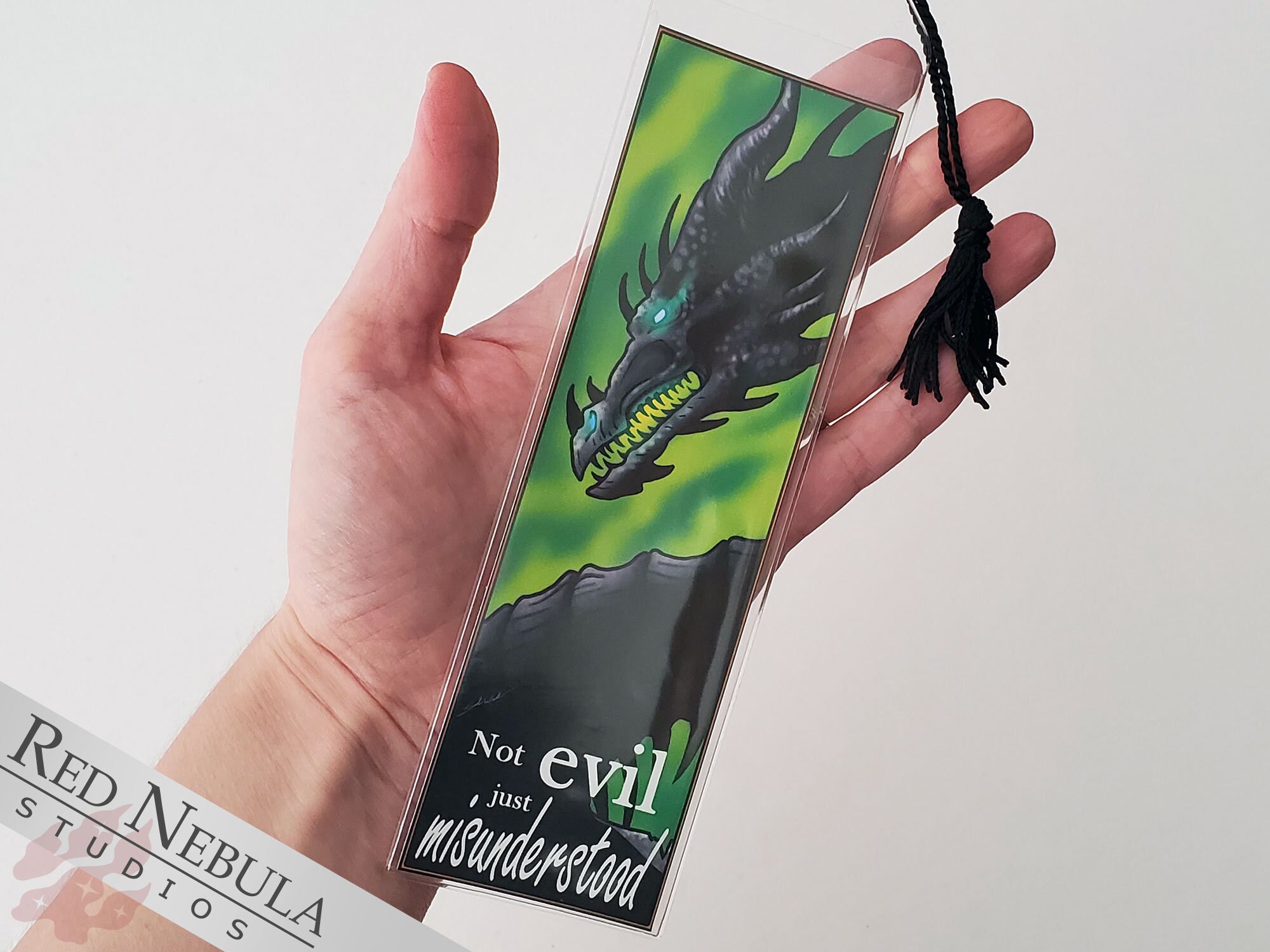 Dark Dragon Bookmark Not Evil Just Misunderstood Green - Etsy