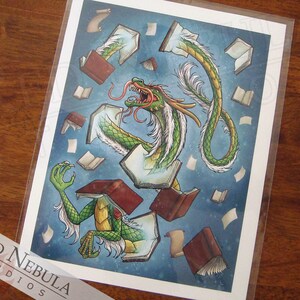Book Dragon Art Print, "open Book, Reveal Magic", Chinese Dragon ...