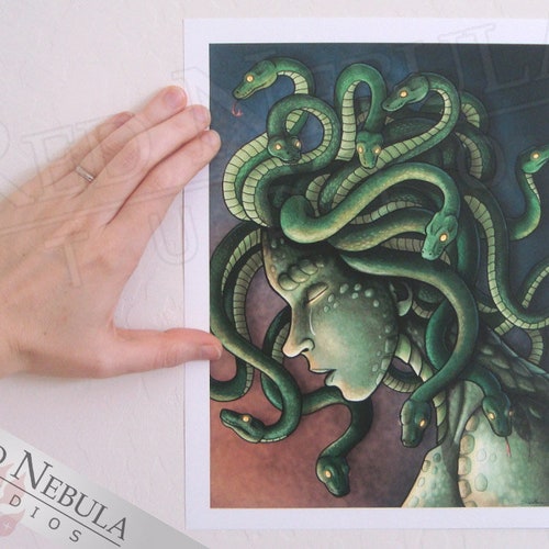 Medusa Art Pencil Drawing Mythology Print - Etsy