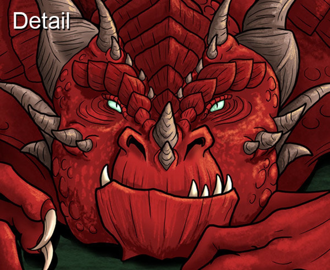 Grumpy Red Dragon Art Print there's No Good in - Etsy