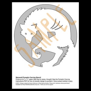 Digital Werewolf / Wolf Pumpkin Stencils, Halloween Jack-o-lantern ...