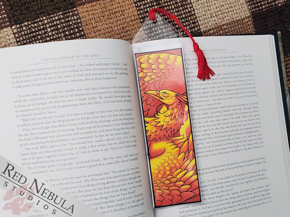 Golden Phoenix Bookmark With Red Tassel Symbol of Rebirth and - Etsy