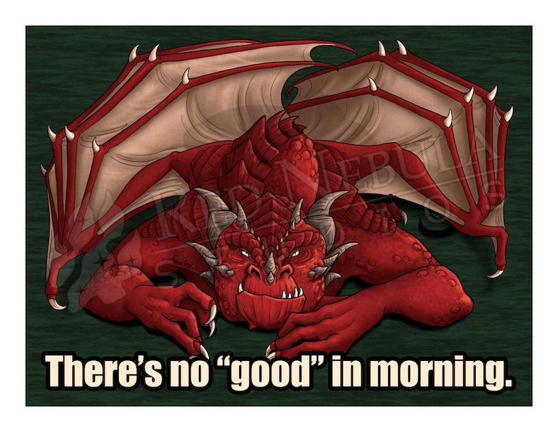 Grumpy Red Dragon Art Print there's No Good in - Etsy