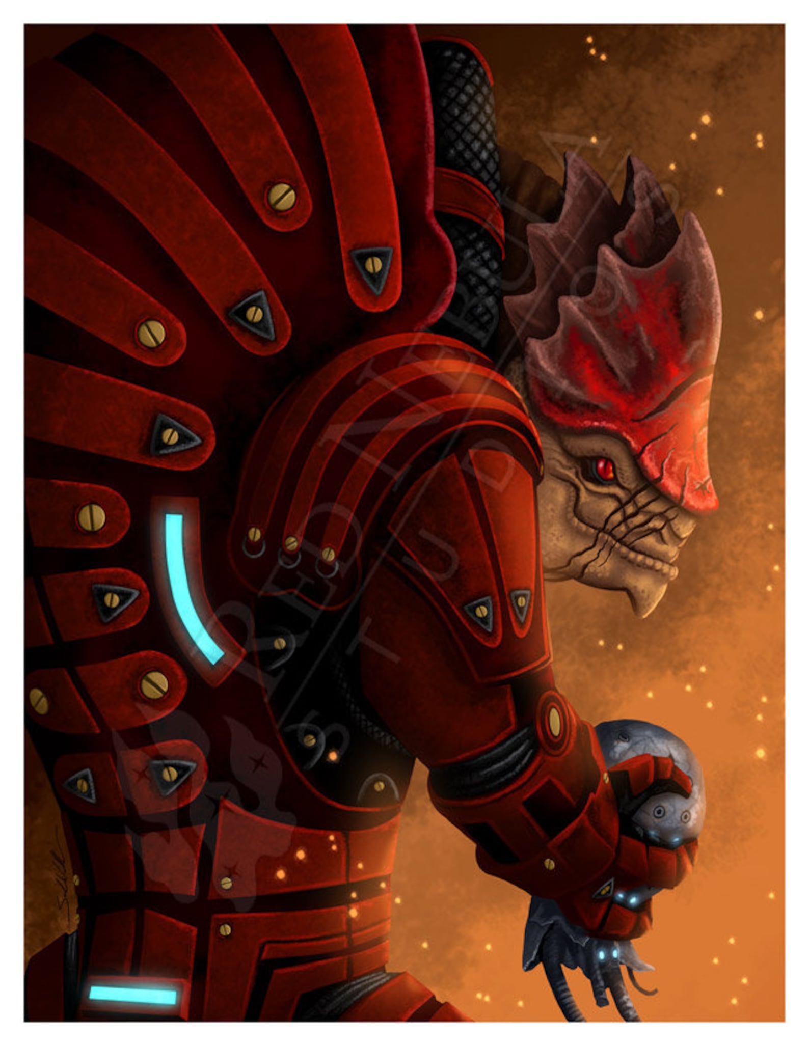 Urdnot Wrex Illustration, Mass Effect Art Print, 8.5 X 11 In - Etsy