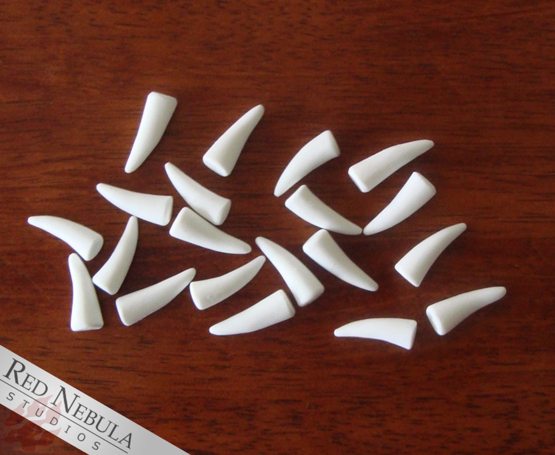 Set of Thin 1 Teeth, White or Black Resin Fangs, Animal or Lizard Teeth ...
