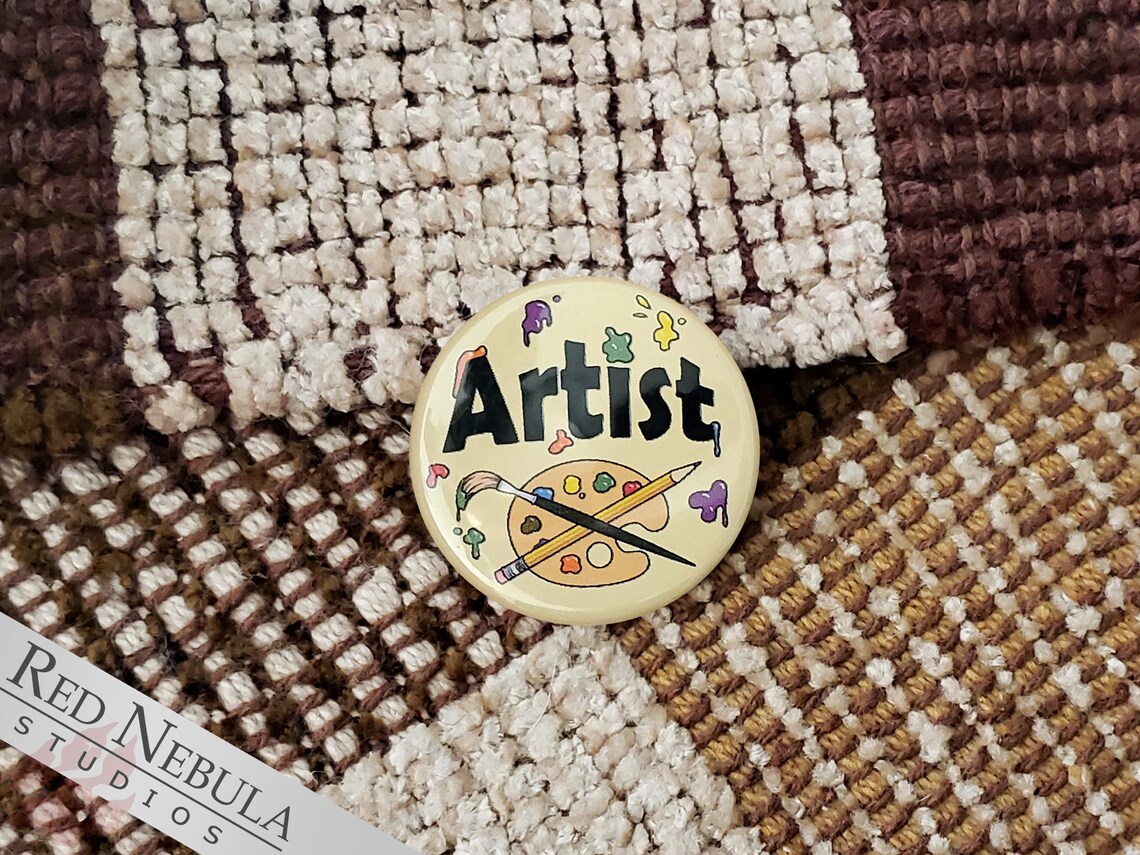 Artist Pinback Button, Magnet, or Keychain, 1.25", Colorful Paint ...