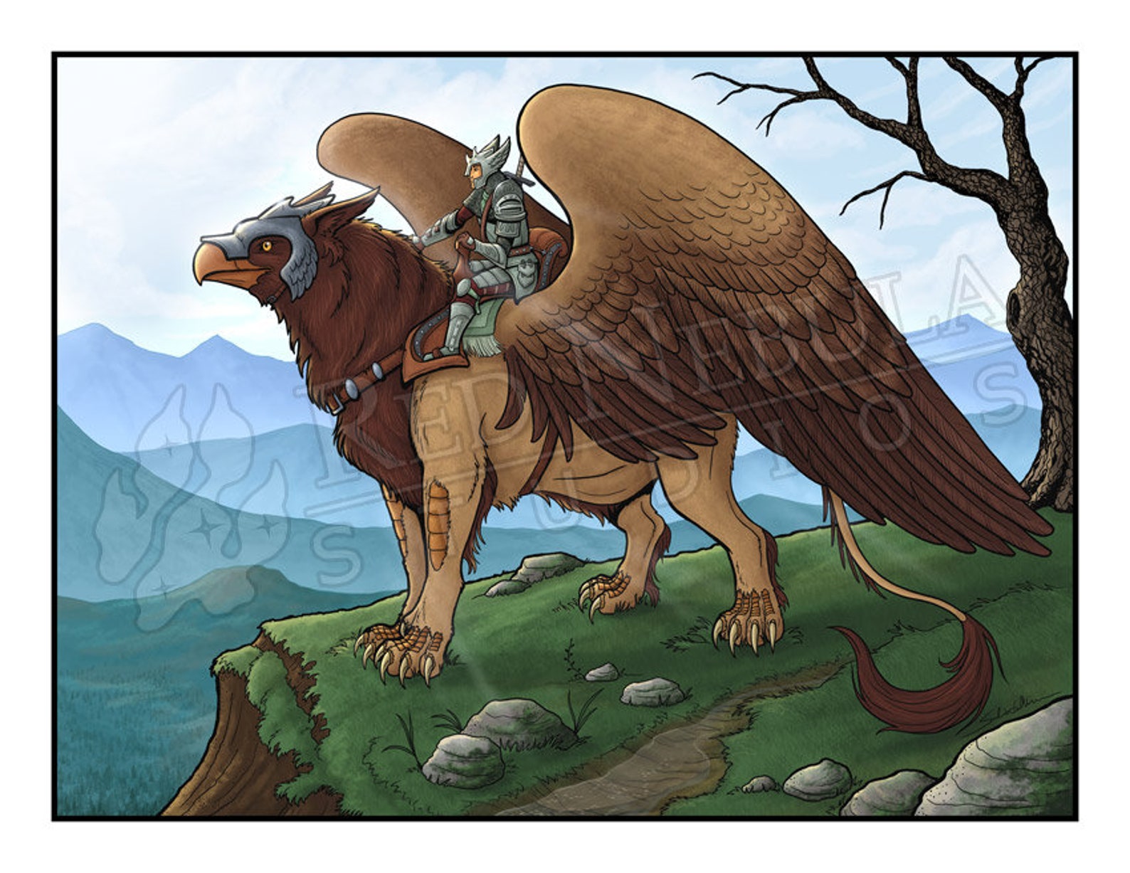 Griffon Art Print griffon Rider Greek Mythology | Etsy