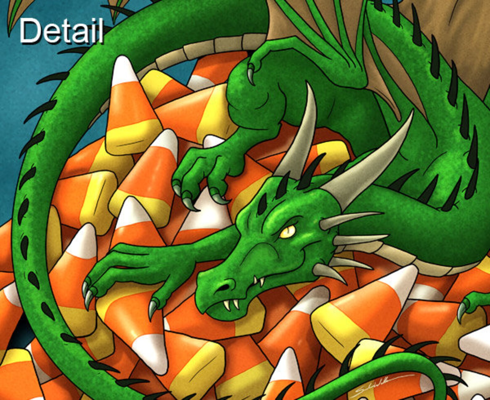 Dragon with Candy Art Print Candy Corn Hoard | Etsy