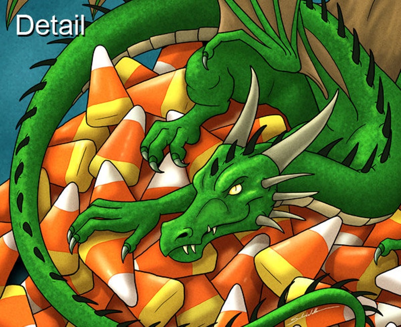 Dragon With Candy Art Print candy Corn Hoard - Etsy