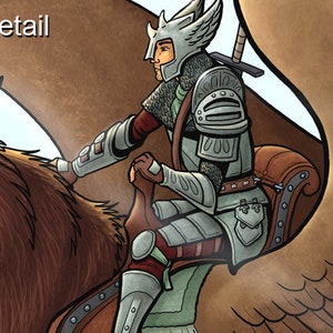 Griffon Art Print, "griffon Rider", Greek Mythology Poster, Griffin or ...