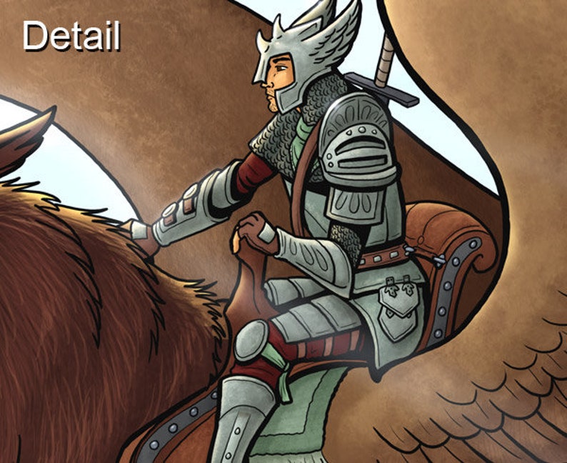 Griffon Art Print griffon Rider Greek Mythology | Etsy