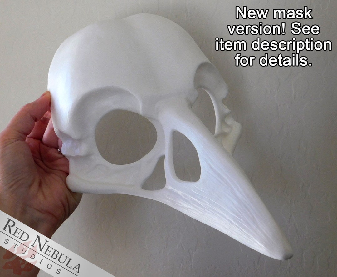 Raven Skull Mask Blank, White Cast Resin Mask for Ravens, Crows, and ...