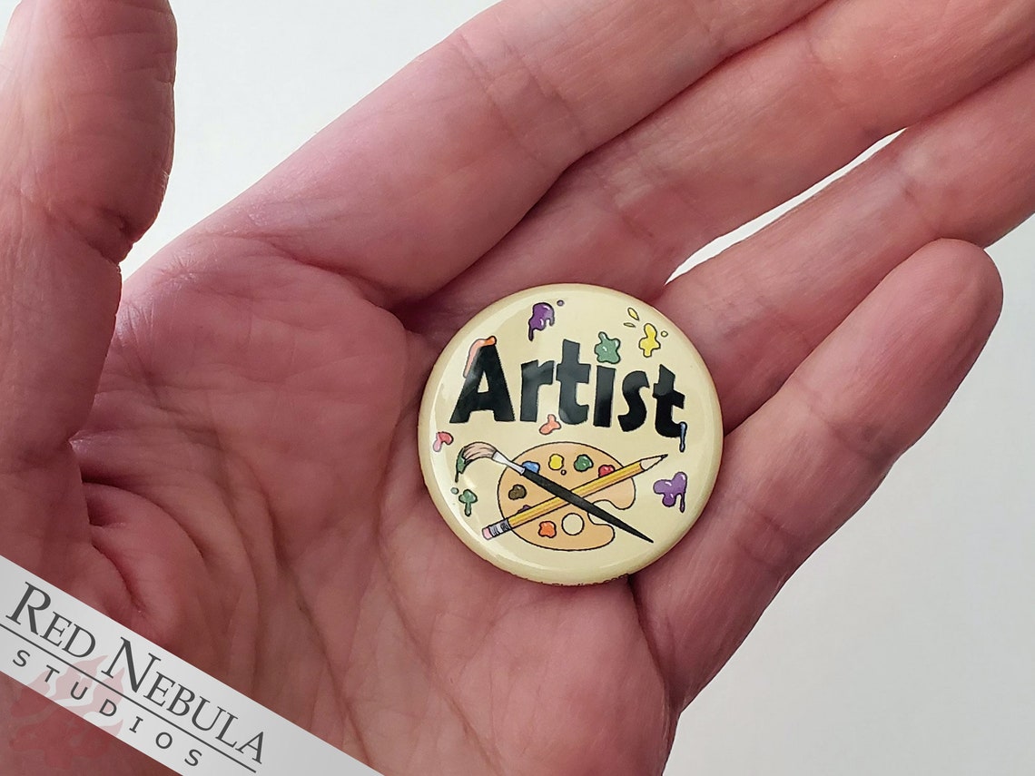 Artist Pinback Button, Magnet, or Keychain, 1.25", Colorful Paint ...