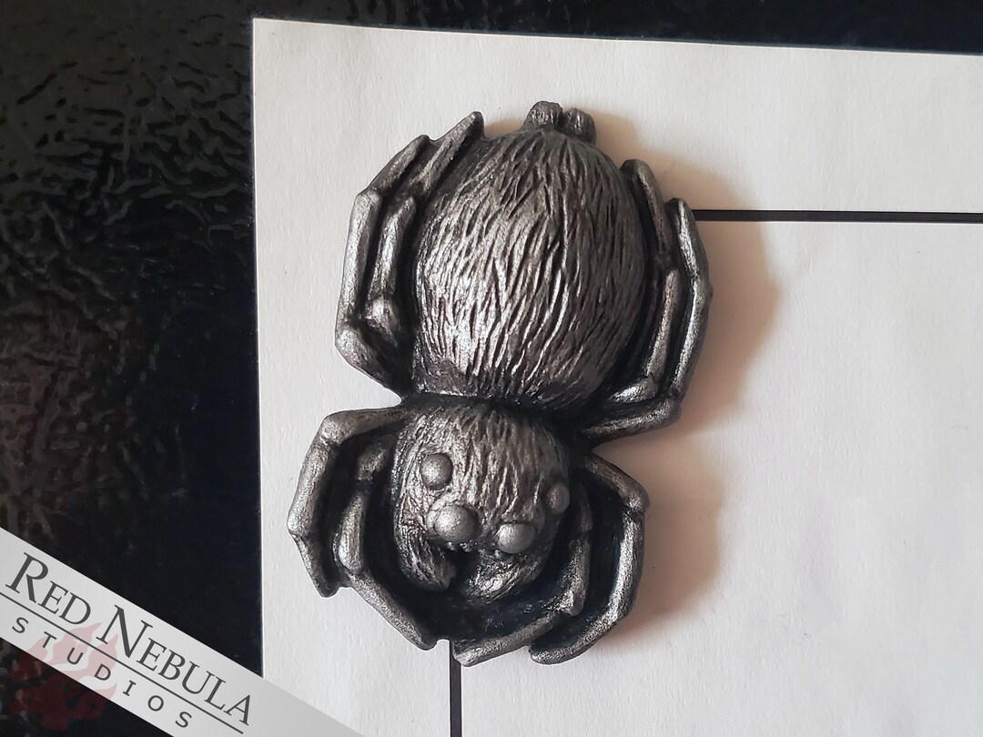 Handpainted Spider Magnet Faux Silver or Iron Resin Cast Spider ...