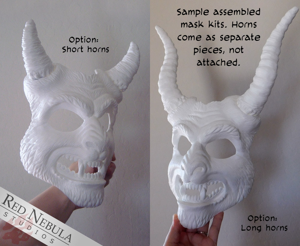 Horned Demon Mask Cast Resin Mask Kit Scary Monster Mask | Etsy