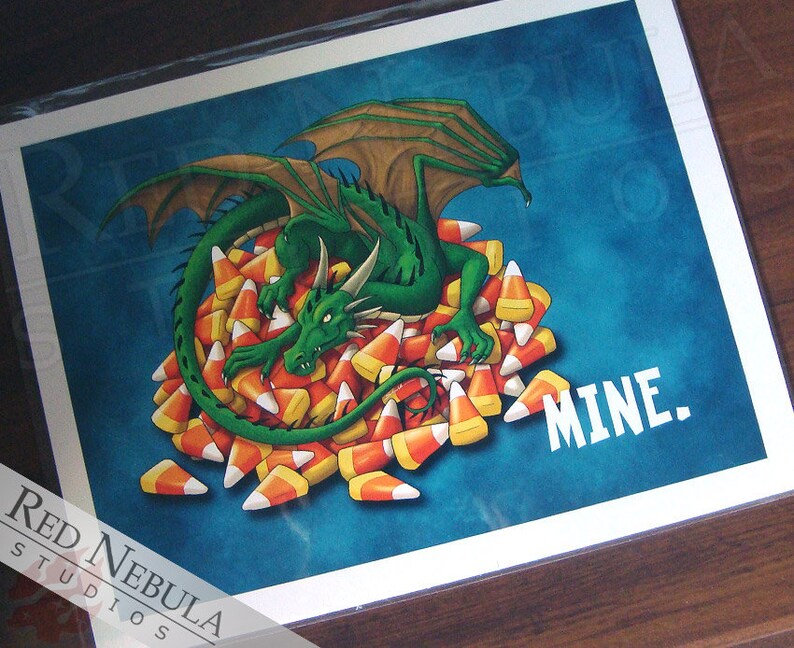 Dragon With Candy Art Print candy Corn Hoard - Etsy