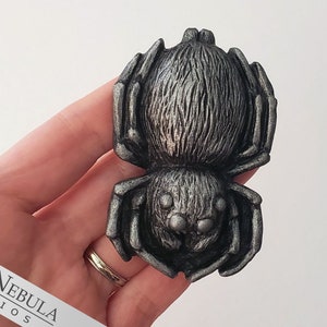 Handpainted Spider Magnet Faux Silver or Iron Resin Cast Spider ...