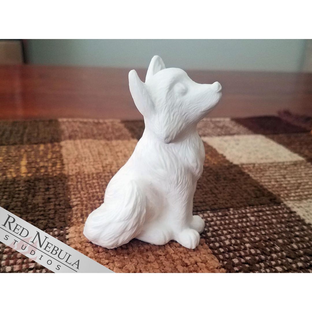 Fox Figurine - Solid Resin Blank Mini Statue Paperweight, Ornament ...