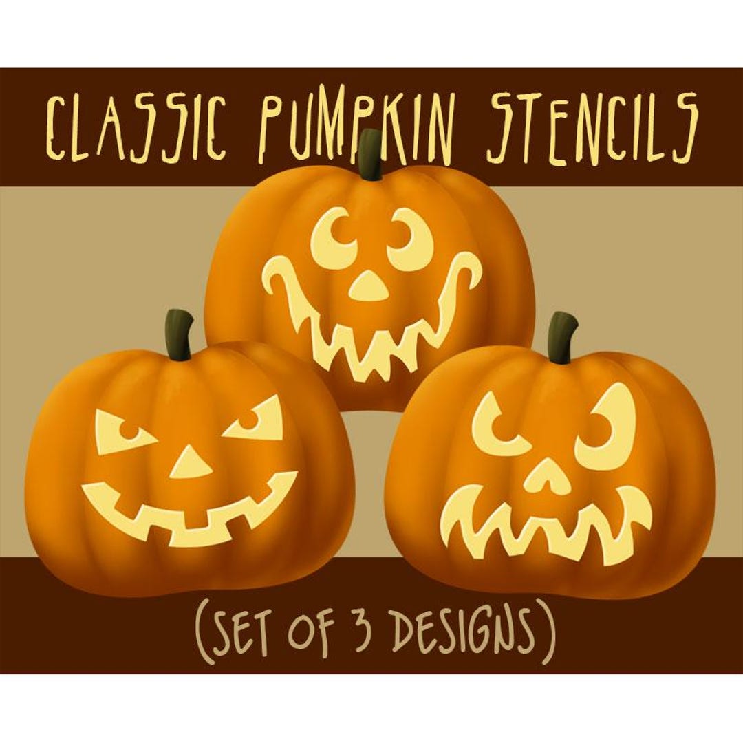 Digital Classic Jack-o-lantern Face Pumpkin Stencils, Halloween ...