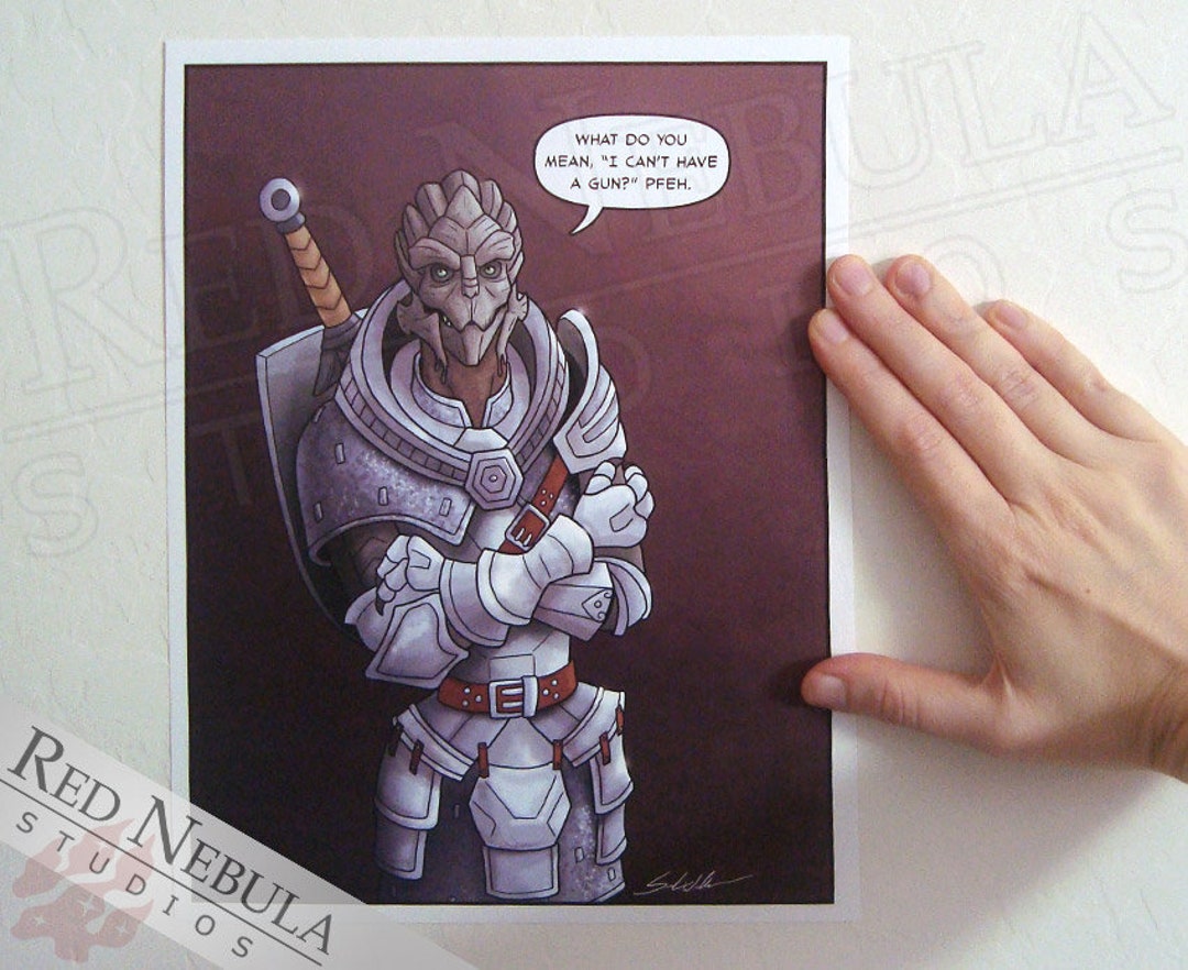 Turian in Dragon Age Armor, Mass Effect Humor, Fanart Comic Art Print ...