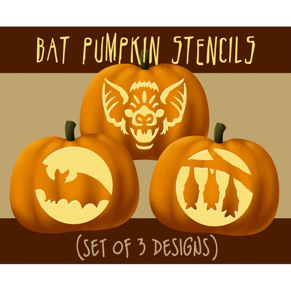 Digital Bat Pumpkin Stencils, Halloween Jack-o-lantern Patterns - Etsy