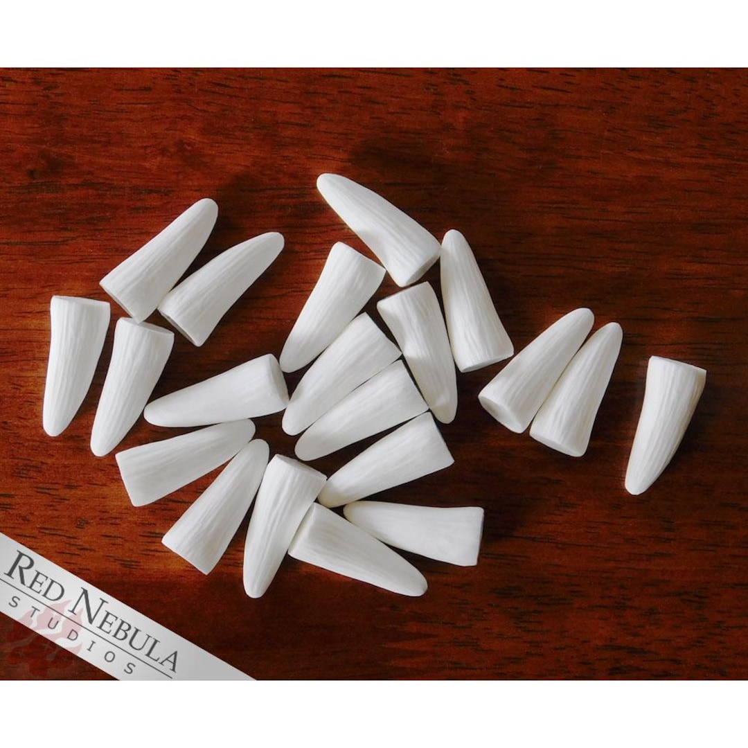 Set of 1.25" Ridged Teeth, White or Black Resin Fangs, Ridged Animal ...