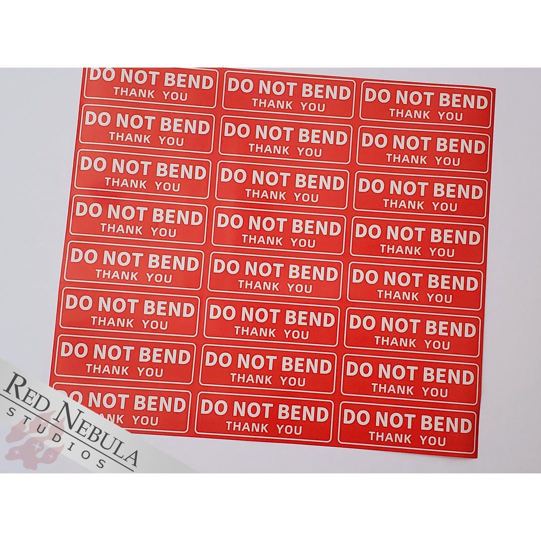 Do Not Bend Shipping Labels | 3" X 1" | Red, Water Resistant Vinyl ...