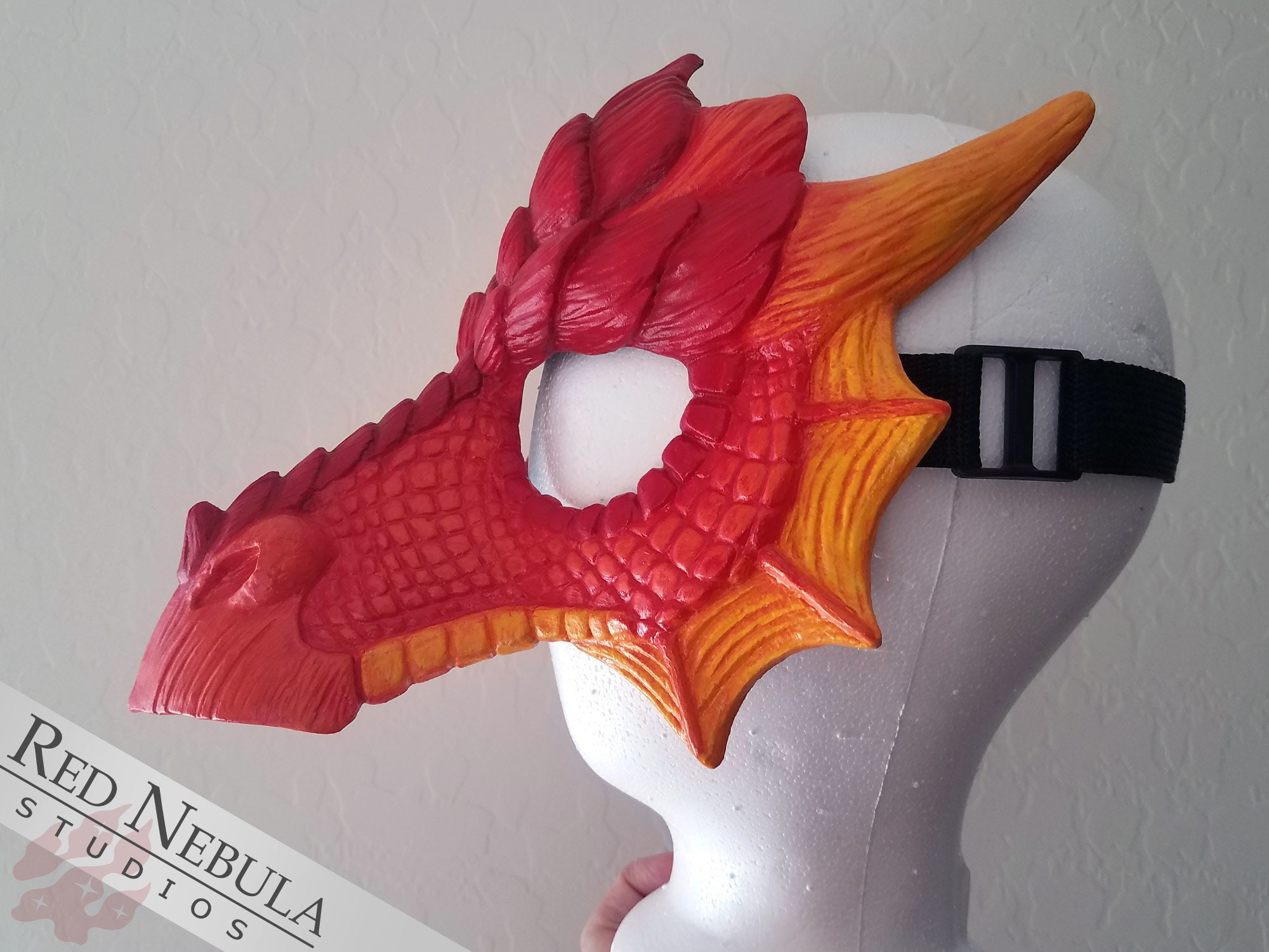 Fiery Dragon Mask - Red, Orange, and Yellow Cast Resin, Handpainted ...