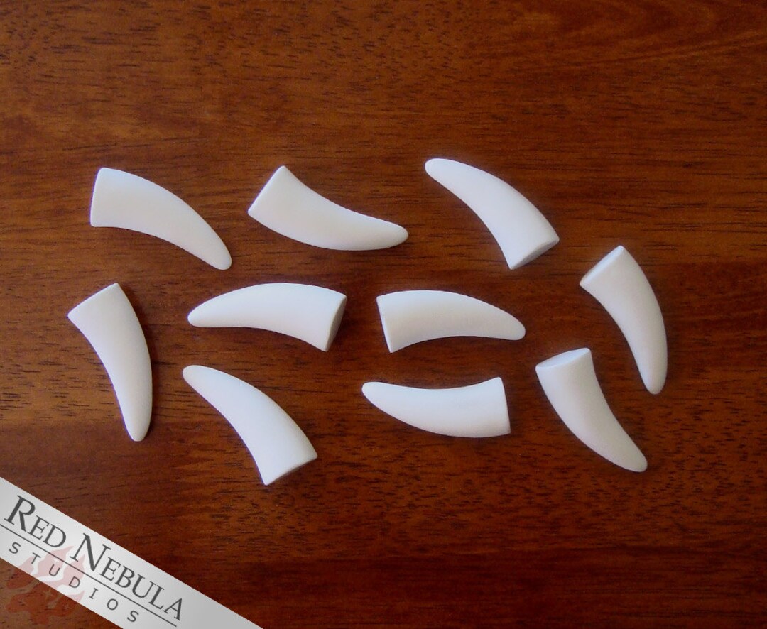 Set of 2 Teeth, White or Black Resin Fangs, Animal Fangs, Sharp Teeth ...