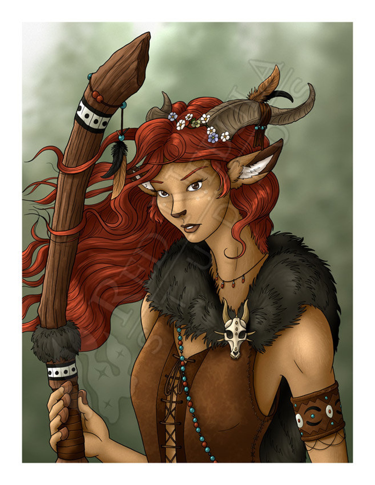 Lady Faun Art Print The Wild Keeper Forest | Etsy