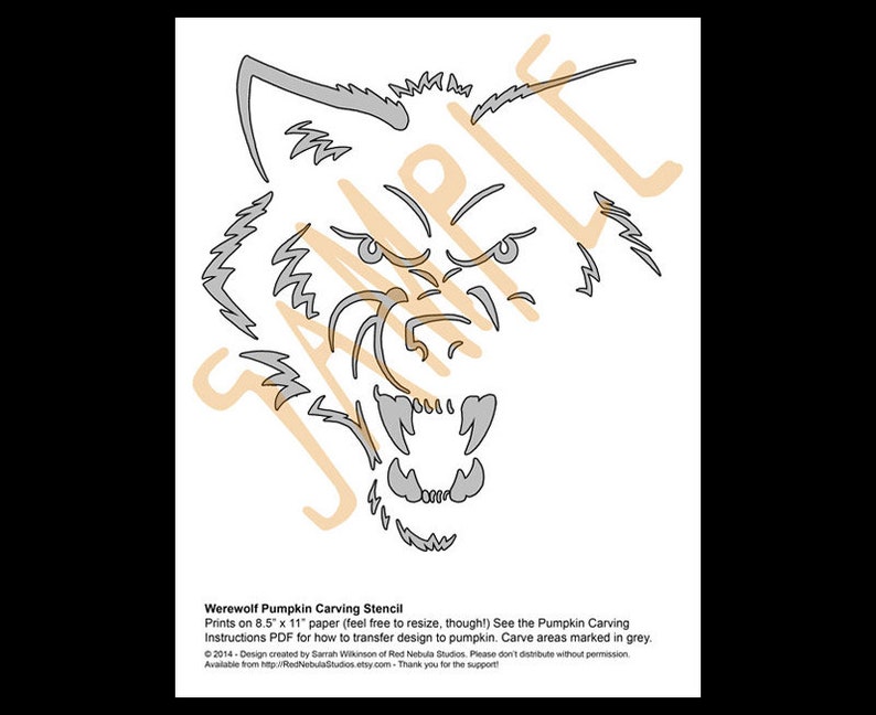Digital Werewolf / Wolf Pumpkin Stencils, Halloween Jack-o-lantern Patterns - Etsy