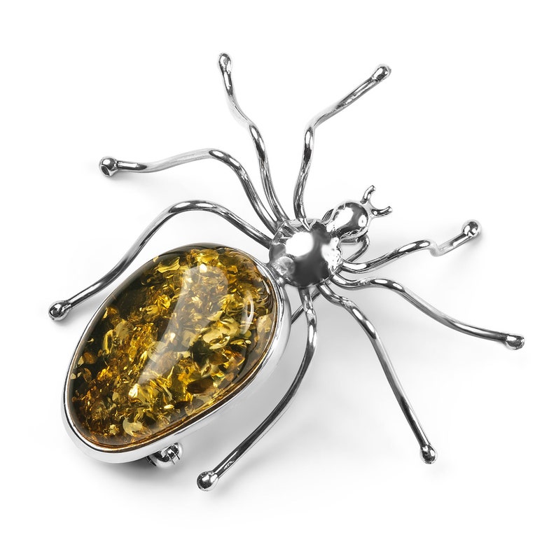 Handmade Sterling Silver Spider Brooch: Baltic Amber Insect Jewelry - Etsy