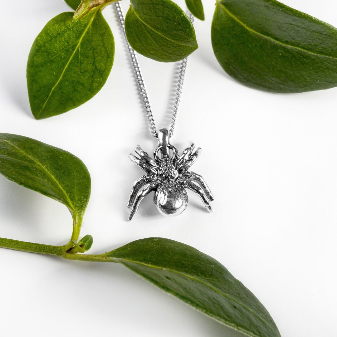 Sterling Silver Tarantula Spider Necklace: Gothic Insect Jewelry - Etsy