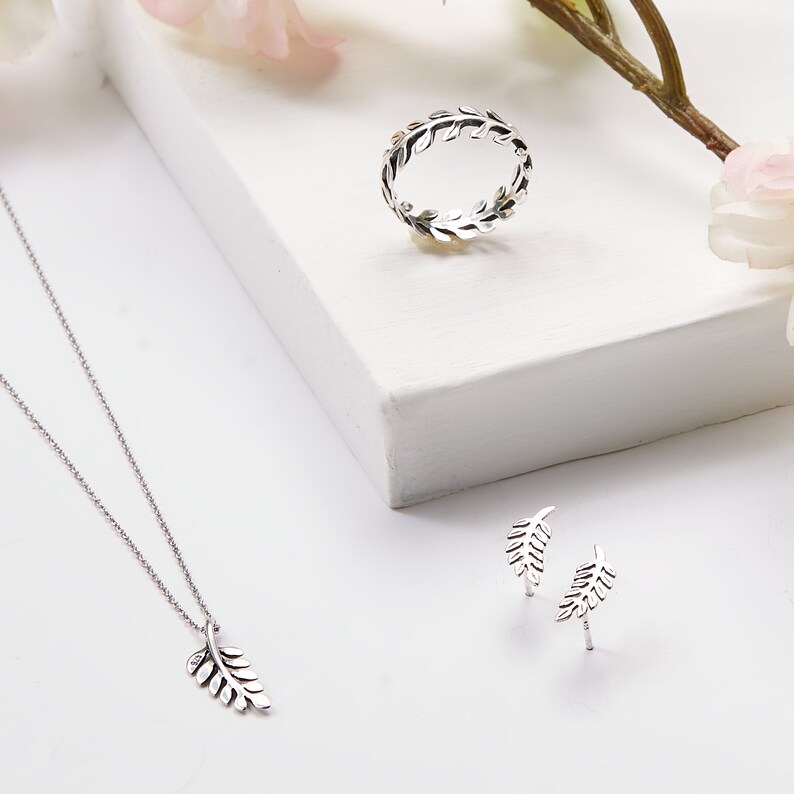 Sterling Silver Royal Fern Leaf Ring Leaf Ring Minimal - Etsy UK