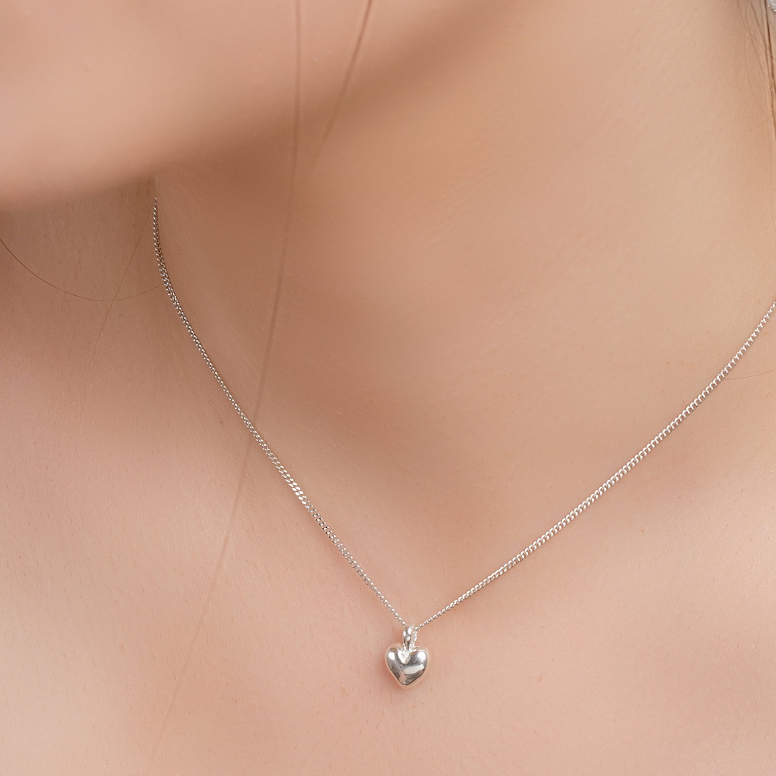 Solid Silver Heart Necklace: Dainty Layered Jewelry, 24ct Gold Plate ...