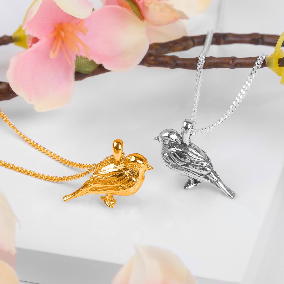 Gold Plated Sterling Silver Robin Necklace: Garden Bird Pendant - Etsy UK