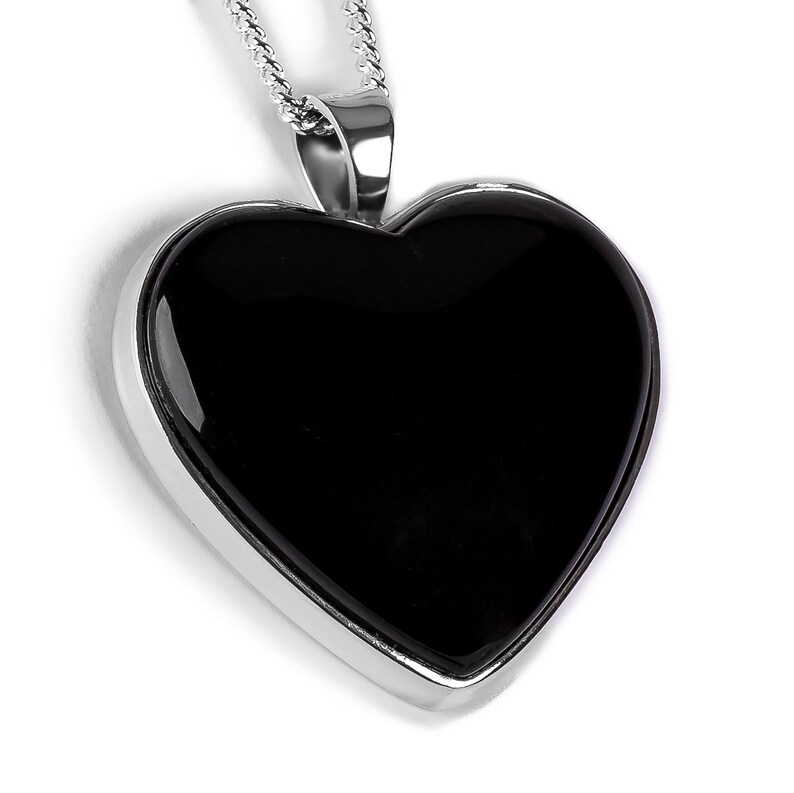 Handmade Black Onyx Heart Necklace: 925 Sterling Silver and 24ct Gold ...