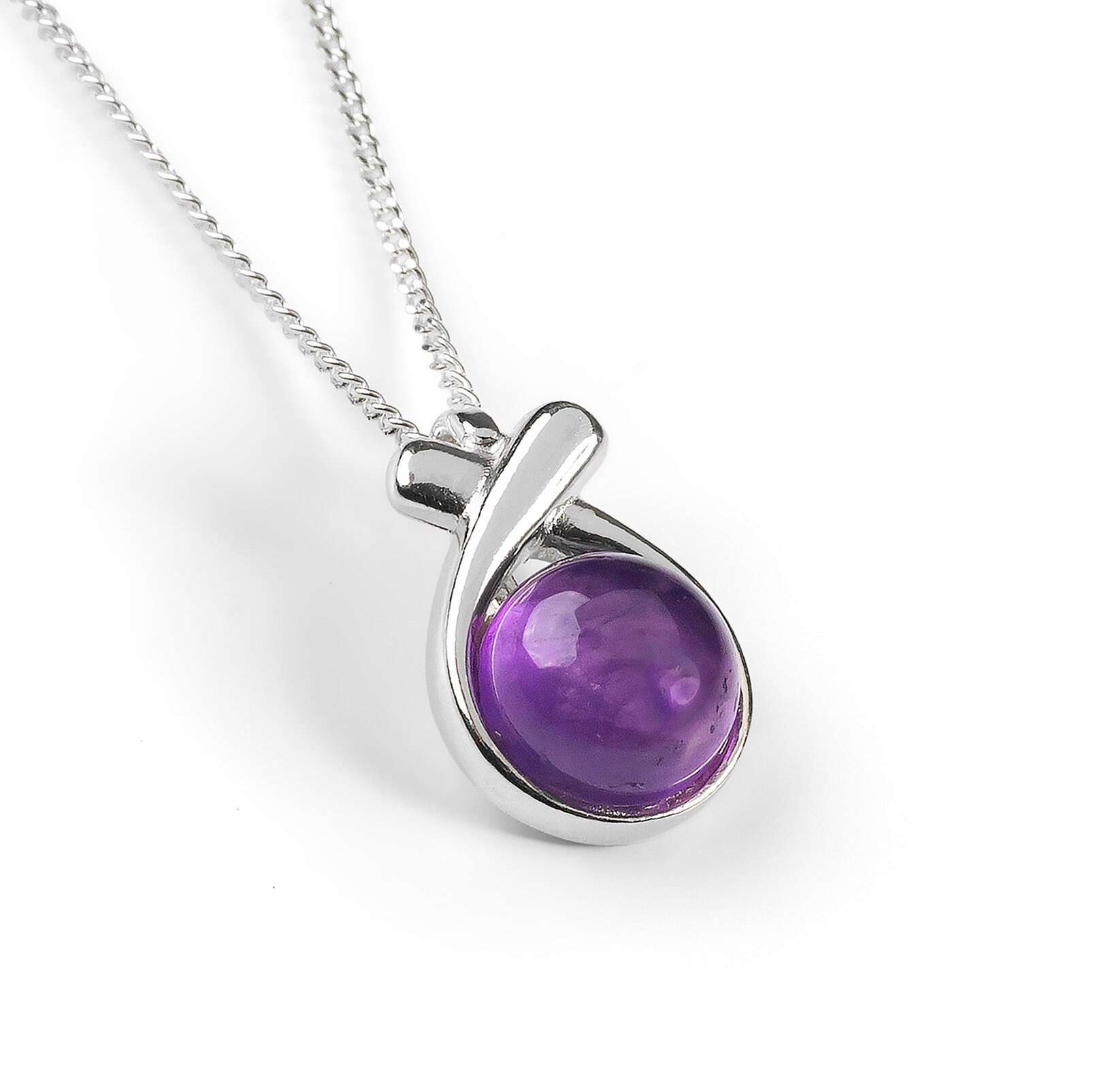 Amethyst Kiss Necklace: Sterling Silver Dainty Pendant, February ...